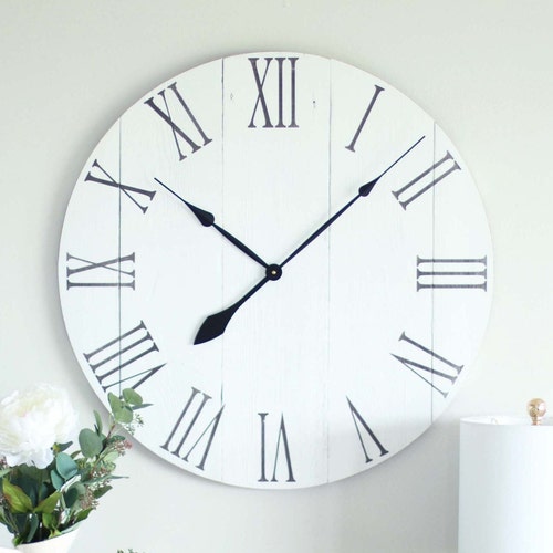 Large Wall Clock off White Clock Farmhouse Living Room - Etsy