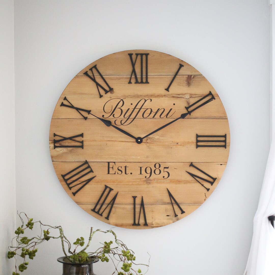 Wood Clock - Raised Wood Numbers - Large Wall Clock - Farmhouse Wall ...