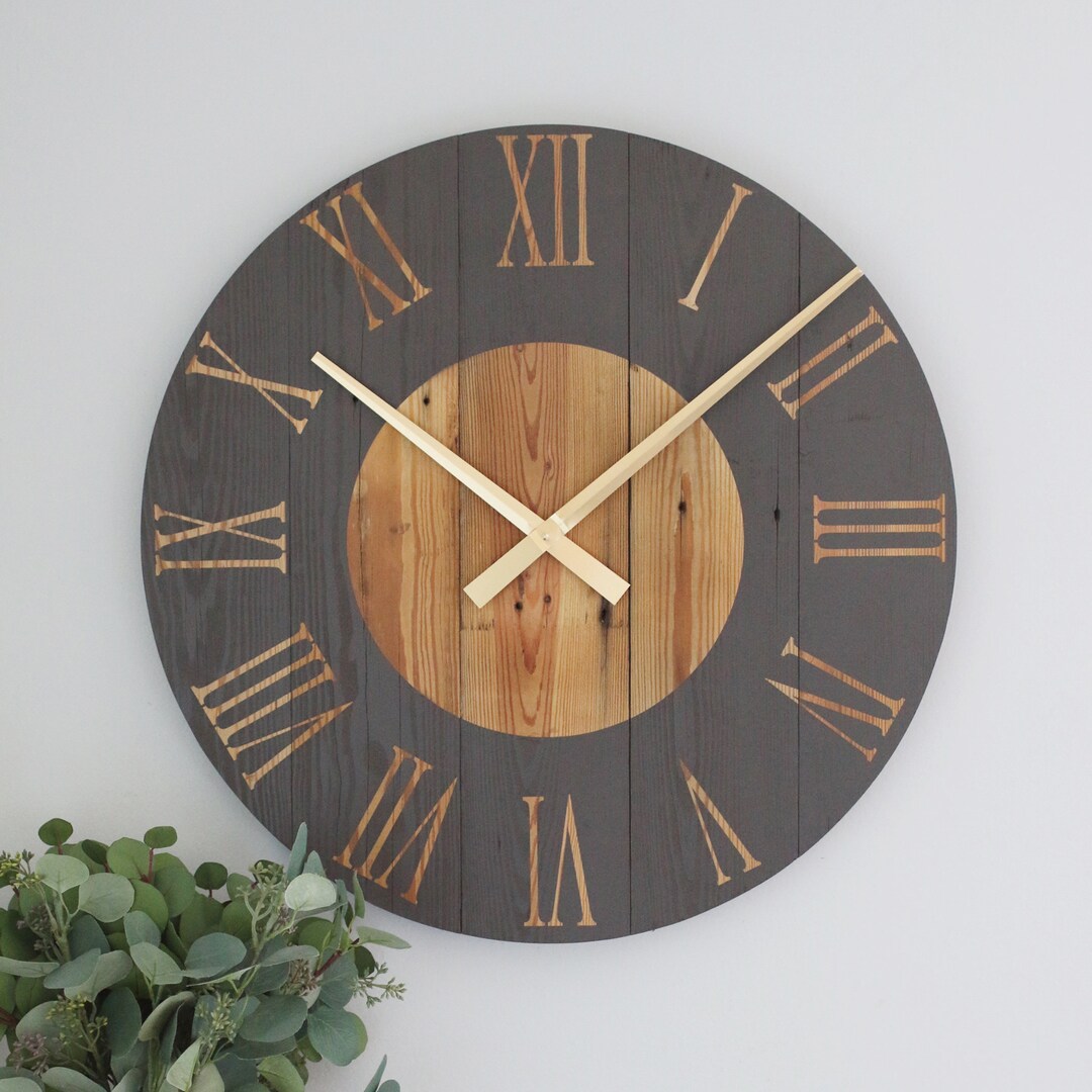 Large Wall Clock - Farmhouse Wall Decor - Oversized Clock - Living Room ...