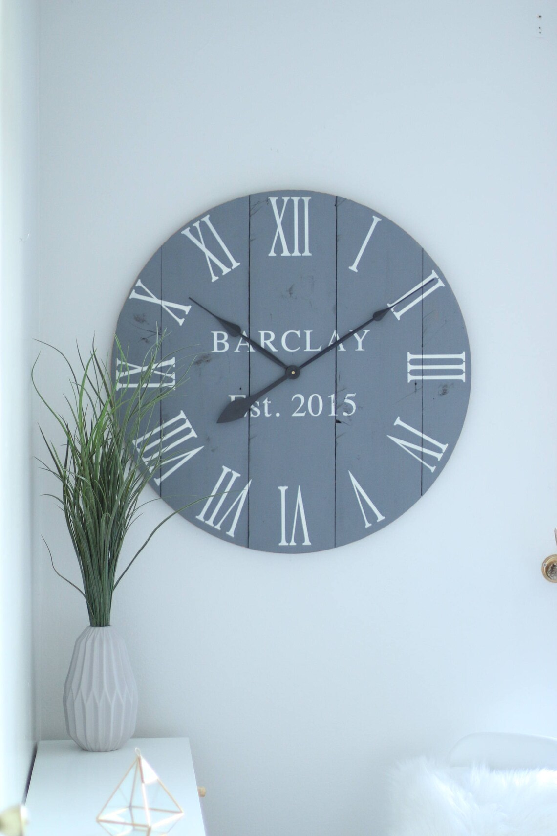 Large Wall Clock Slate Gray Above Fireplace Mantel Decor - Etsy