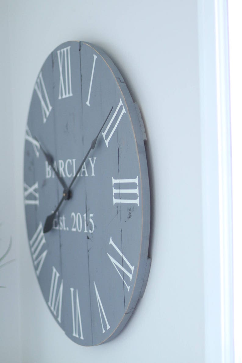 Large Wall Clock Slate Gray Above Fireplace Mantel Decor | Etsy