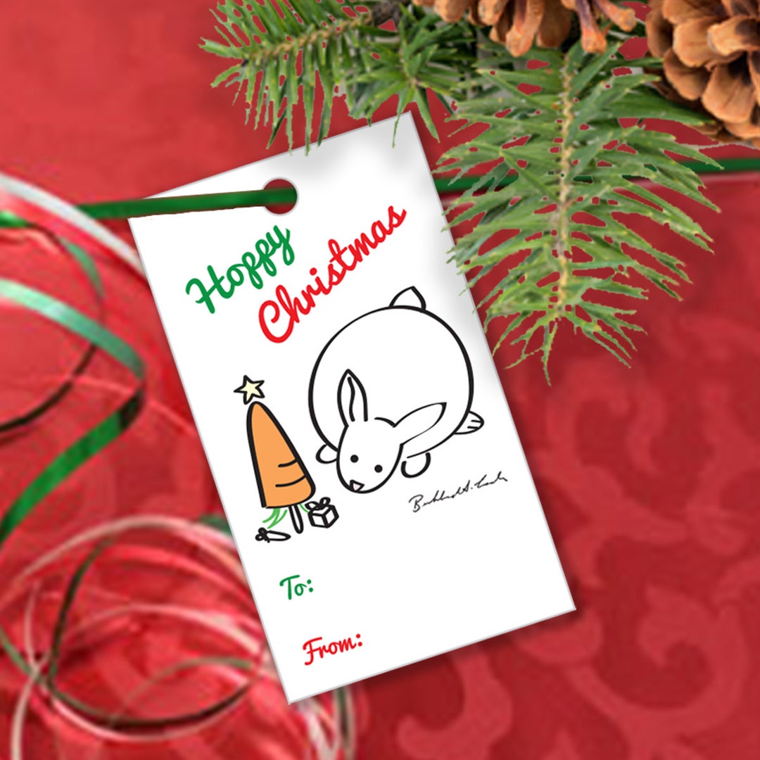 Hoppy Christmas Digital Downloadable Gift Tags, Rabbit, 12 Hang Tags ...
