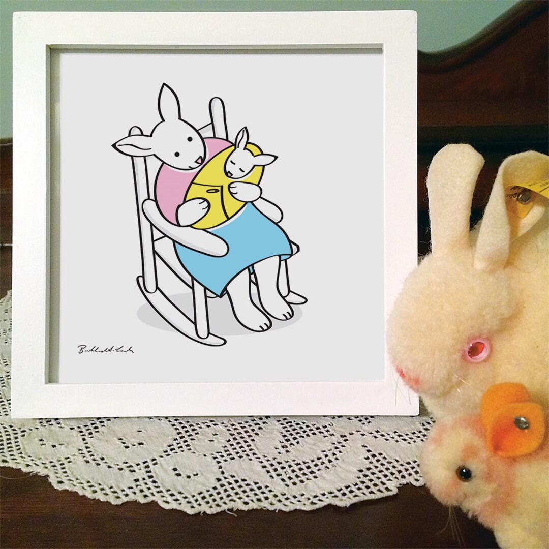 Momma Bunny Rocking Baby Framed Art Print Home Decor Baby - Etsy