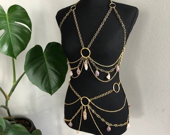 Crystal Body Chain 18k Gold Plated Brass - Etsy