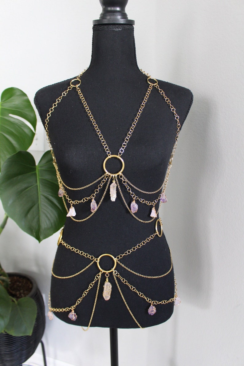 Crystal Body Chain Belt 18k Gold Plated Brass - Etsy