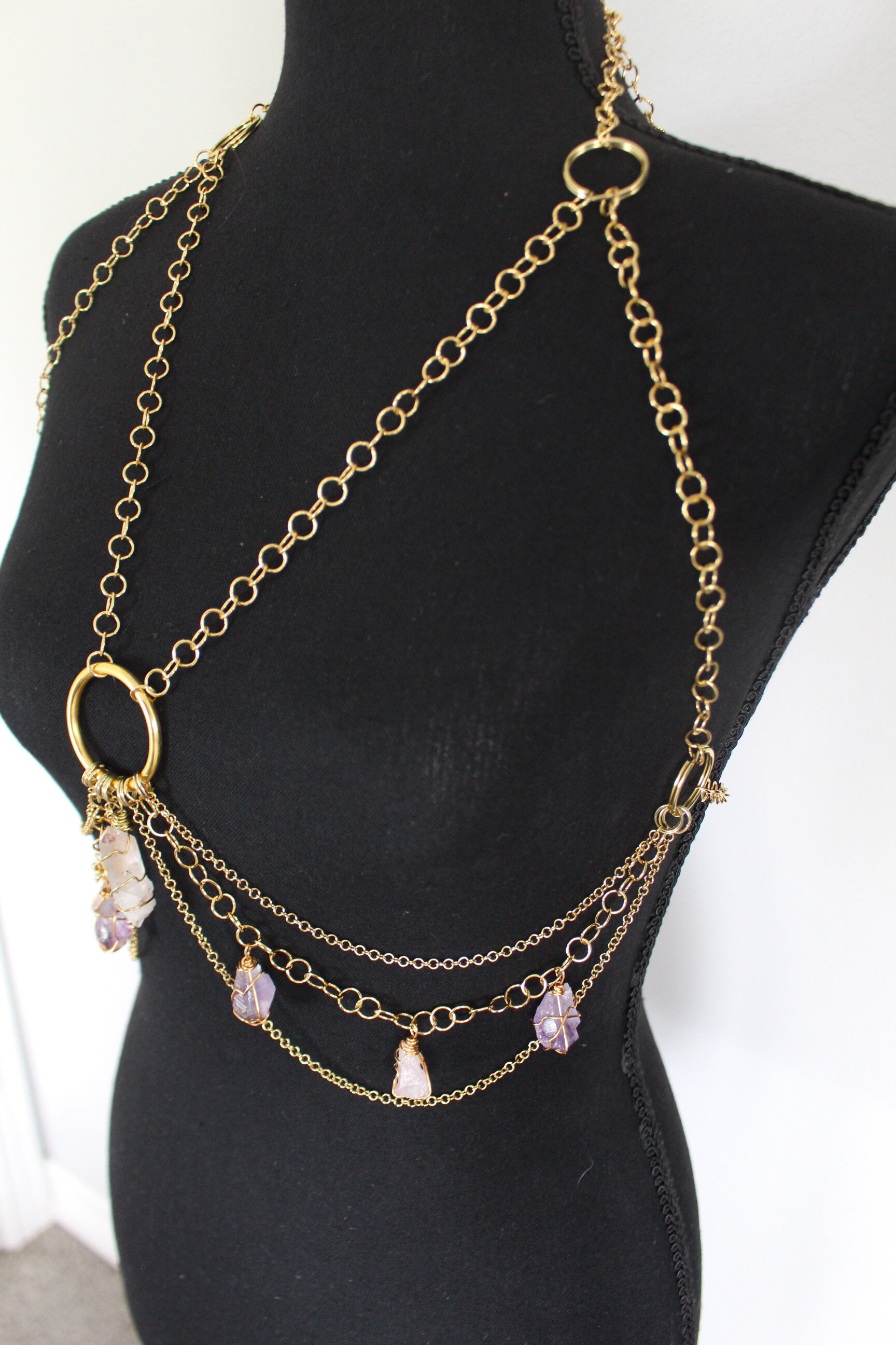 Crystal Body Chain 18k Gold Plated Brass Top Piece - Etsy