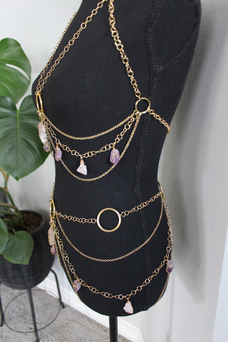 Crystal Body Chain Belt 18k Gold Plated Brass - Etsy