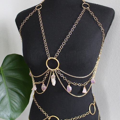 Crystal Body Chain 18k Gold Plated Brass Top Piece - Etsy
