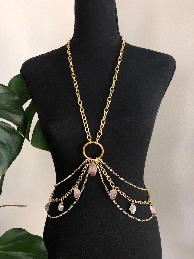Crystal Body Chain 18k Gold Plated Brass - Etsy