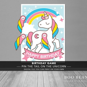 Unicorn Pin the Tail Poster | Printable Game | Unicorn Poster | Unicorn ...