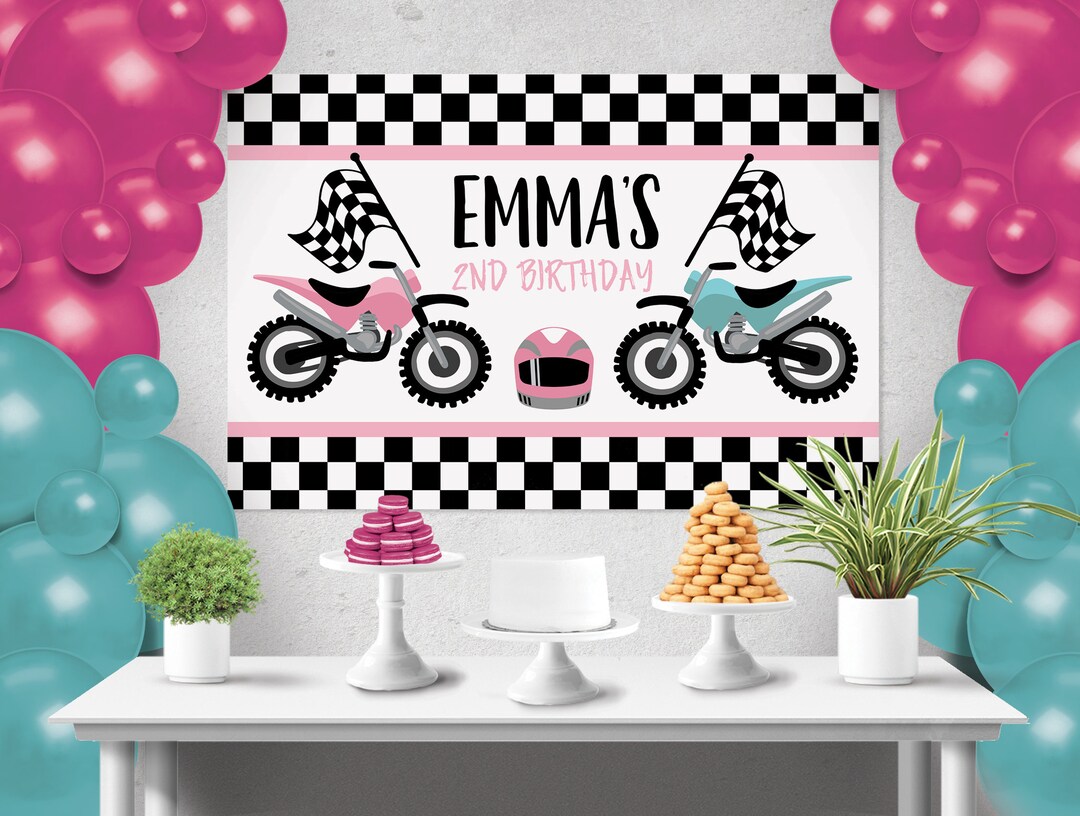 Girls Motorcycle Backdrop Design,girls Dirt Bike Backdrop, Motor Bike ...