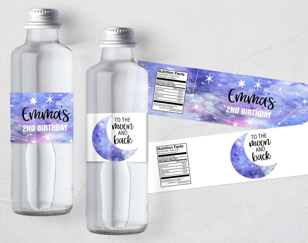Zodiac Water Bottle Label, Space Drink Label, Moon Drink Label, Moon ...