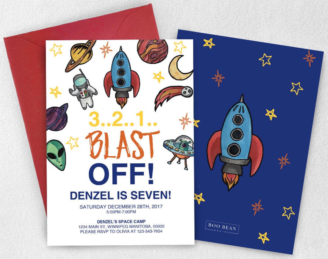 Space Invitation, Space Birthday Invitation, Outer Space Invitation ...
