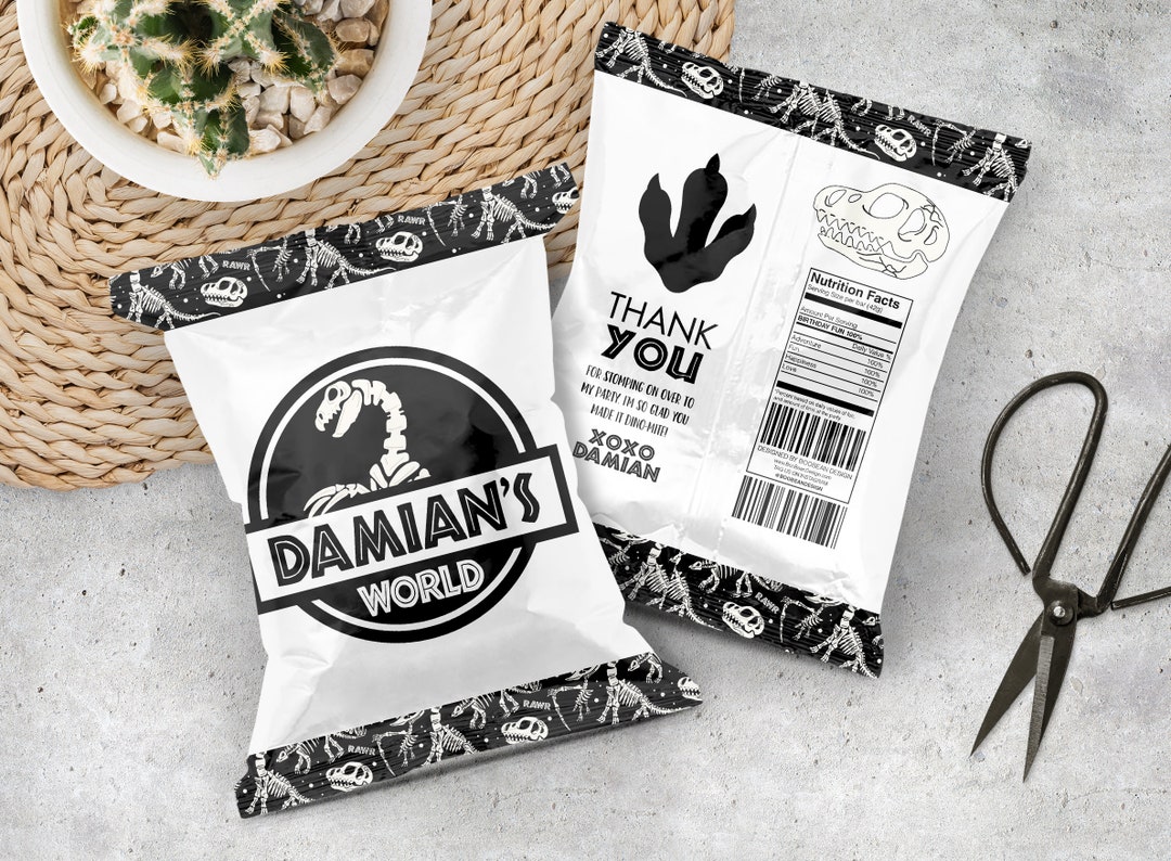 Dinosaur Bones Chip Bag, Dino Chip Bag, Dinosaur Chip Bag Sleeve, Chip ...