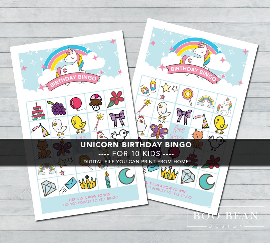 Unicorn Bingo | Printable Game | Unicorn Games | Unicorn Party | Pony ...