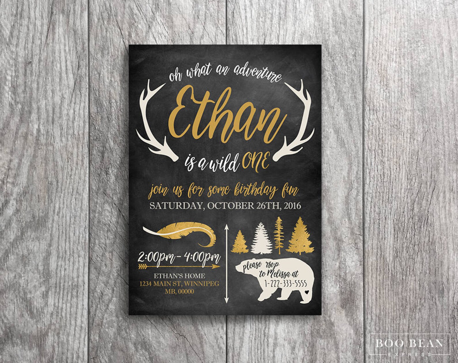 Gold Wild One First Birthday Invitation Chalkboard - Etsy Canada