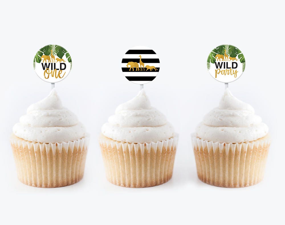 Golden Safari Tropical Leaves Backdrop Design Wild One Cake - Etsy Canada