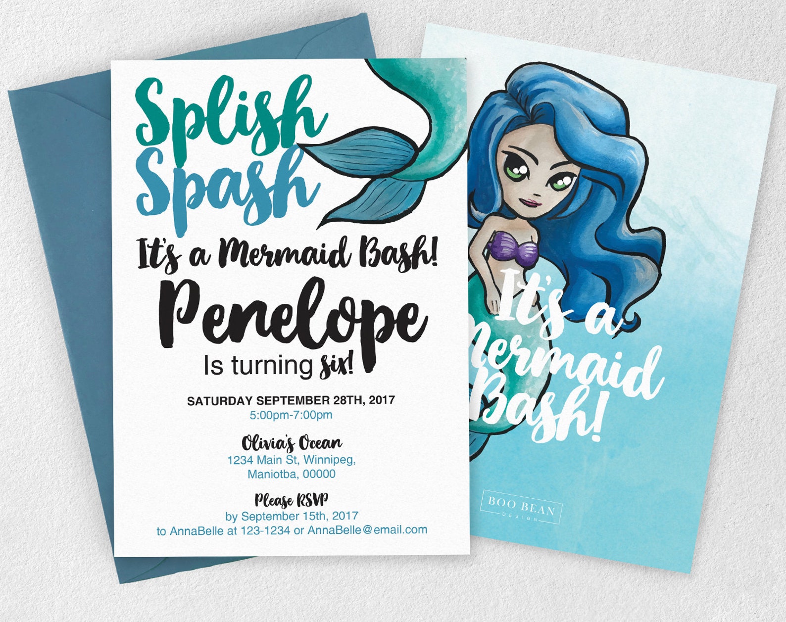 Splish Splash Mermaid Birthday Invitation Mermaid Invitation - Etsy