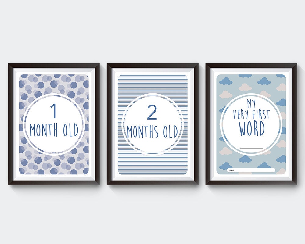 Blue Boys Baby Milestone Card Blue Instant Download - Etsy