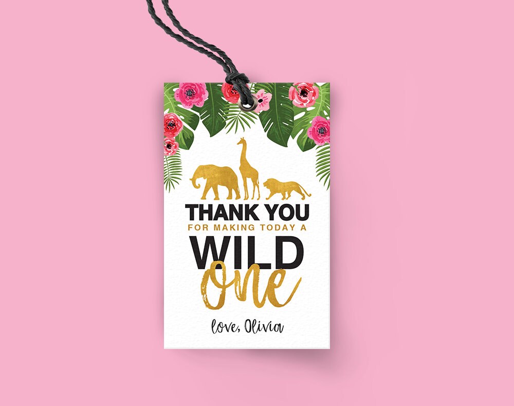 Paper & Party Supplies Paper Rose Gold Tropical Safari Thank you Tag ...
