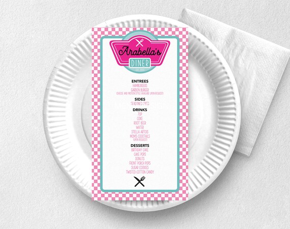 1950's Diner Menu Diner Menu Dinner Menu 50's Diner - Etsy Canada