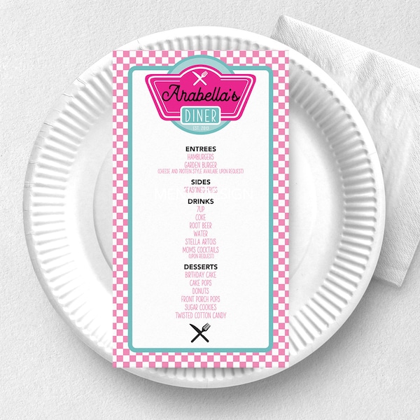 50 Diner Menu - Etsy