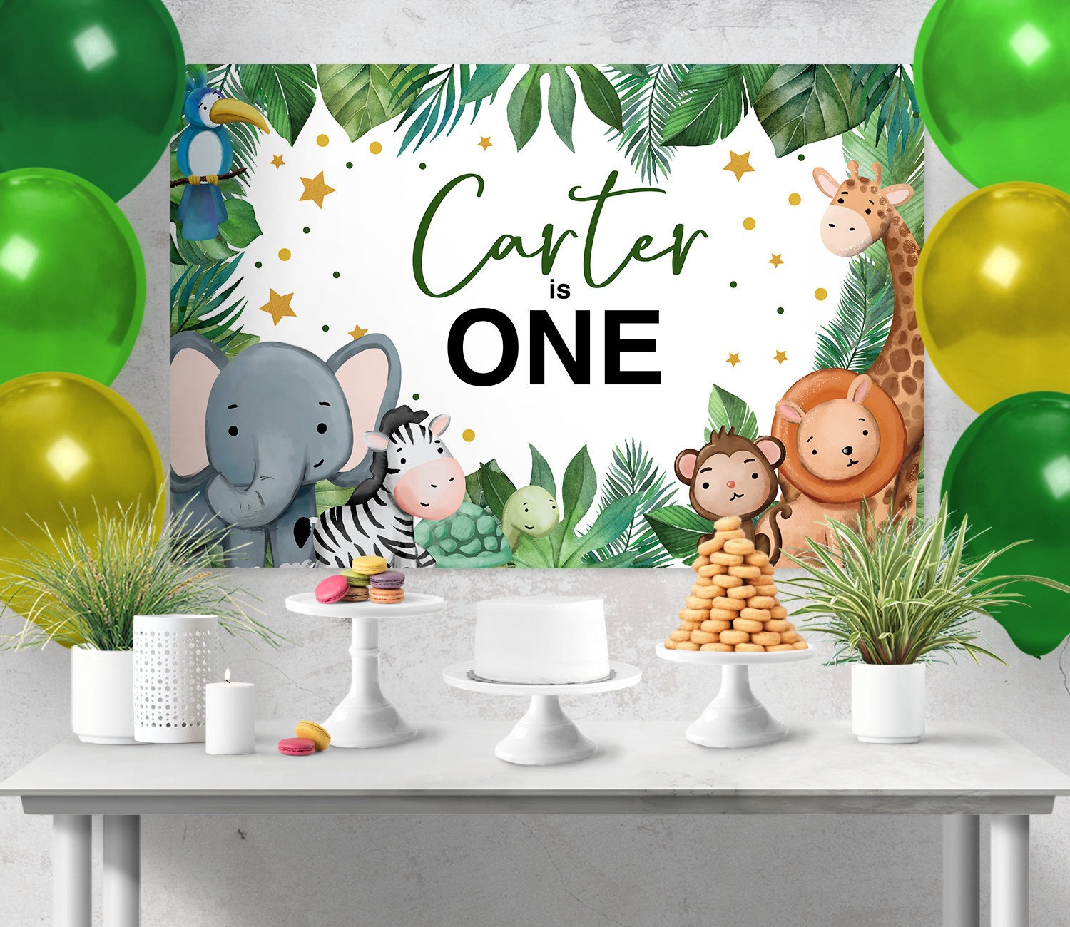 Zoo Animals Birthday Backdrop Design Zoo Animals Cake Table | Etsy
