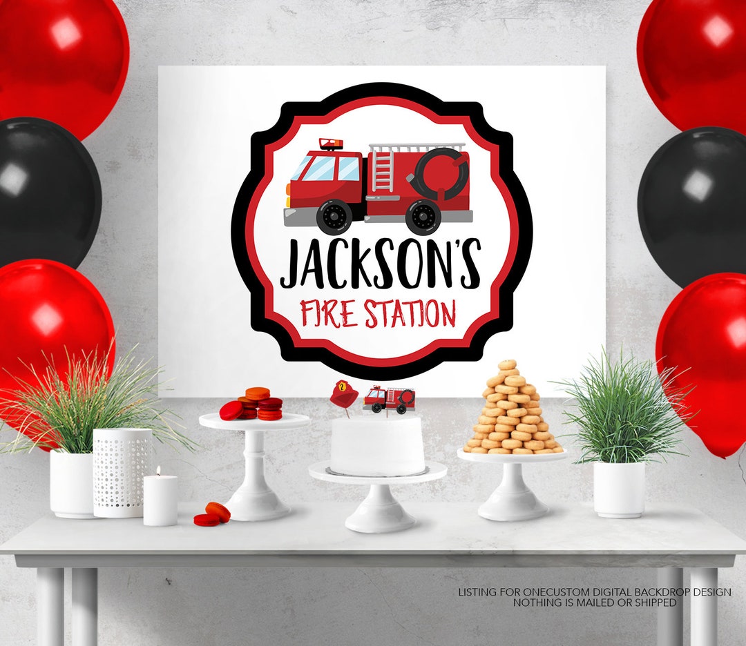 Modern Firefighter Backdrop Design, Fire Fighter Birthday Party ...