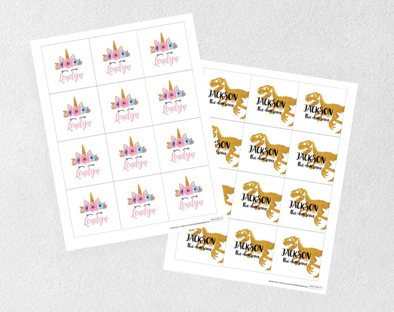 Unicorn Dinosaur Cupcake Toppers Gold Dinosaur Labels Boy | Etsy