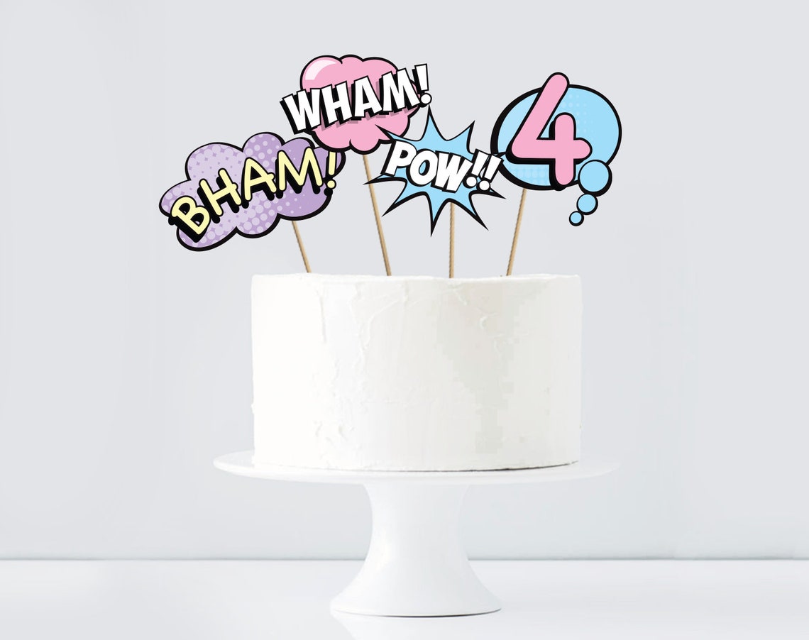 Girls Super Hero Cake Topper Super Hero Cake Topper Labels | Etsy