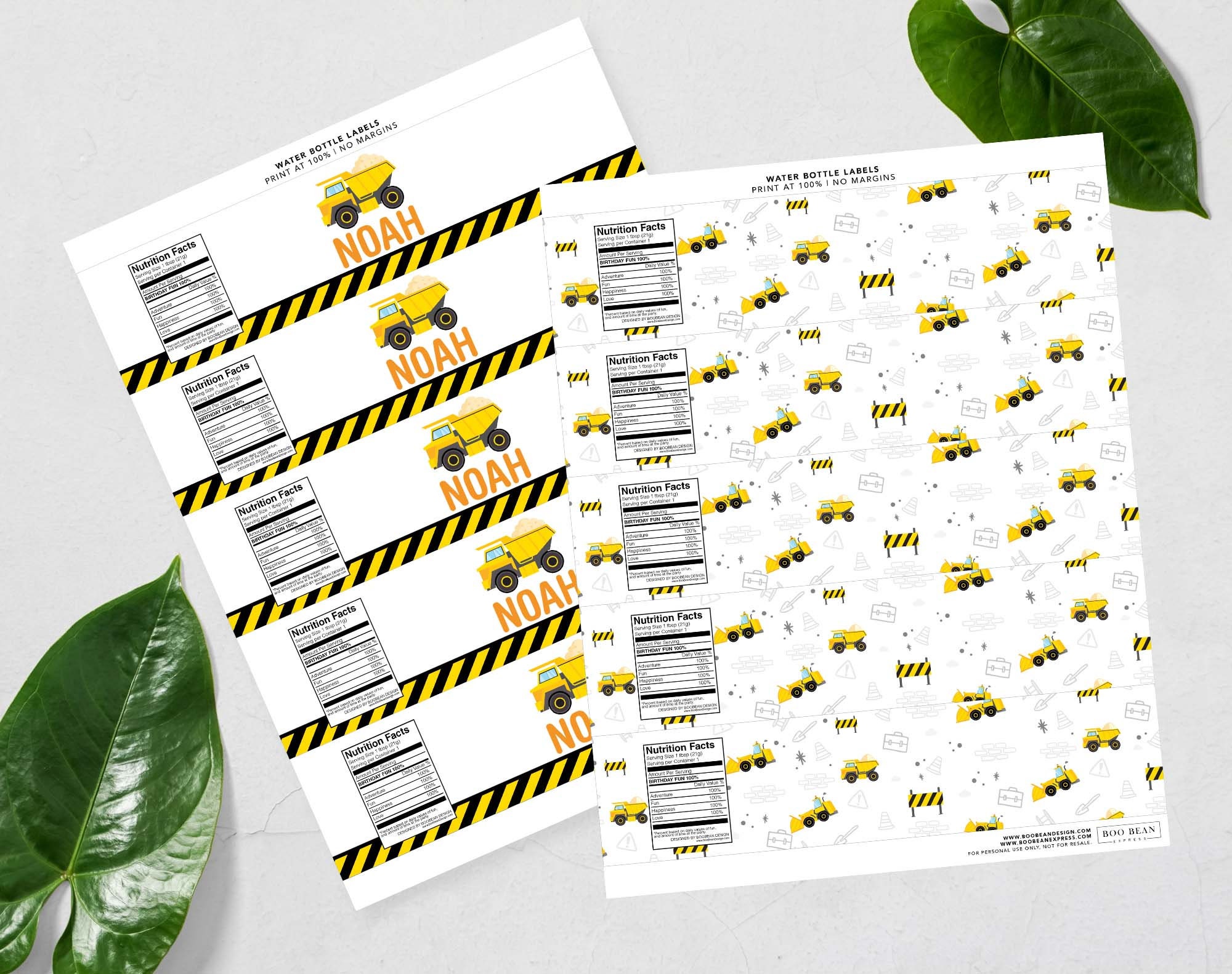 Construction Water Bottle Labels Construction Labels - Etsy Canada