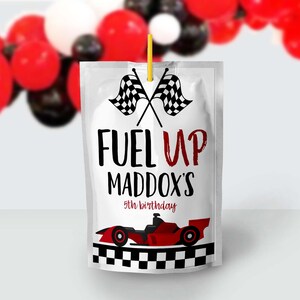 Race Car Drink Pouch, Racing Jammer Label, Race Car Party Decor, Racing ...