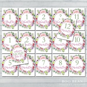 Floral Baby Milestone Card Instant Download Printable Card Milestone ...
