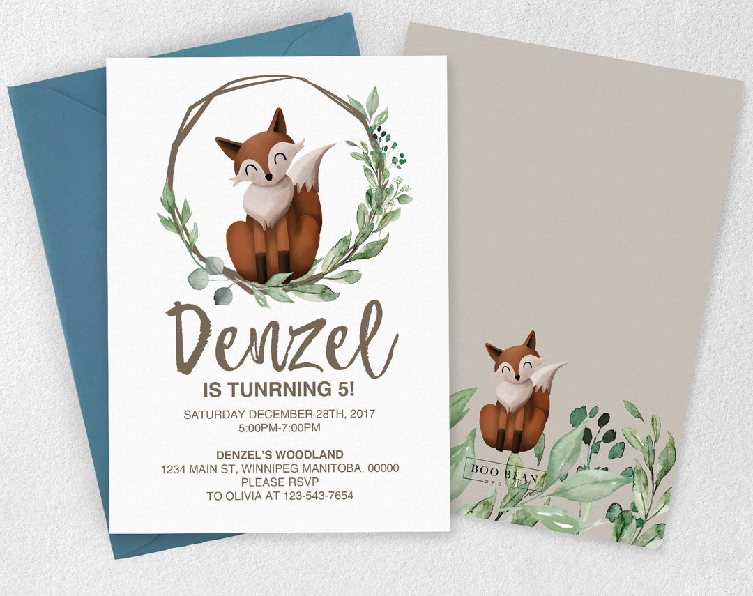 Fox Birthday Invitation, Fox Invitation, Invitation, Fox Birthday Party ...