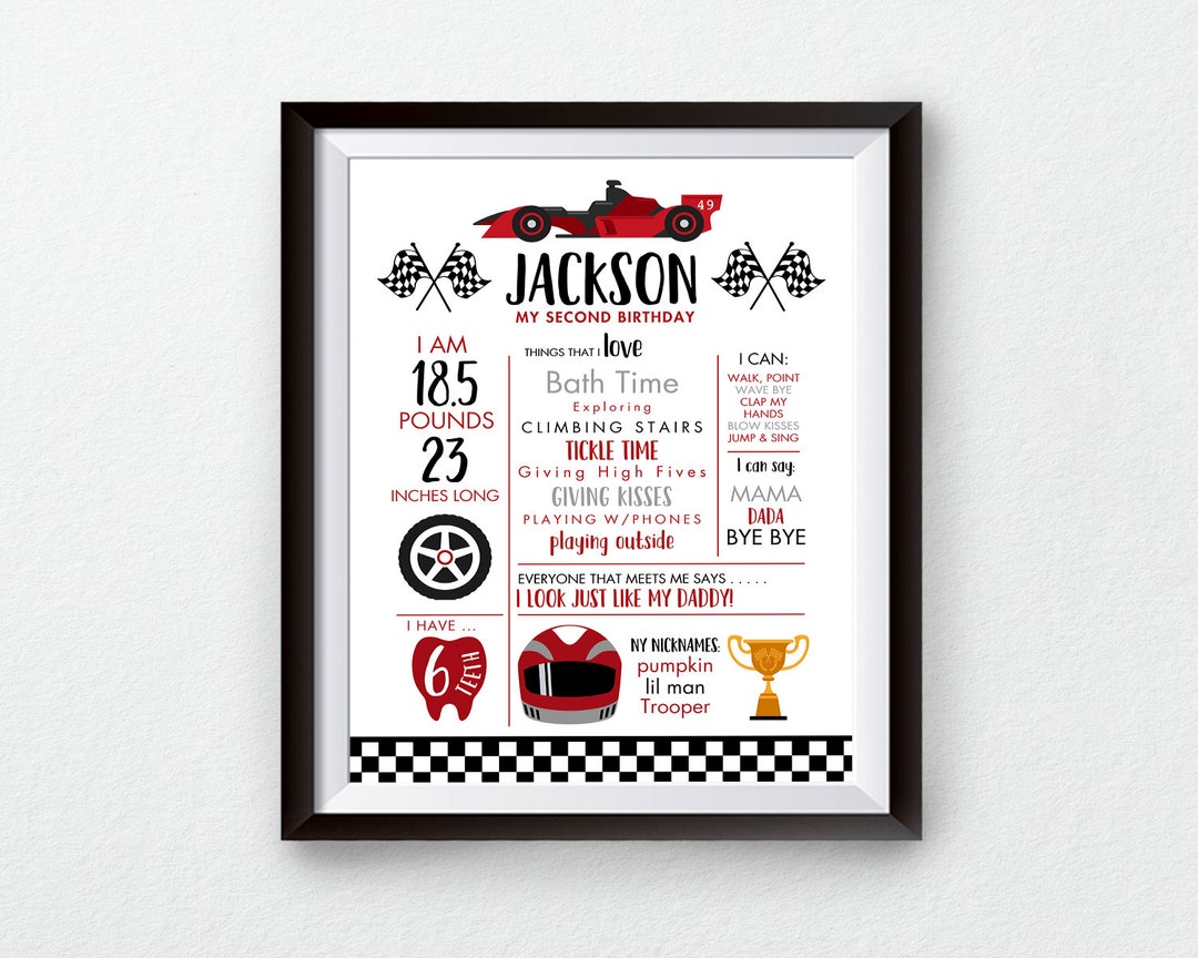 Race Car First Birthday Chalkboard, Racing Chalkboard, Personalized ...