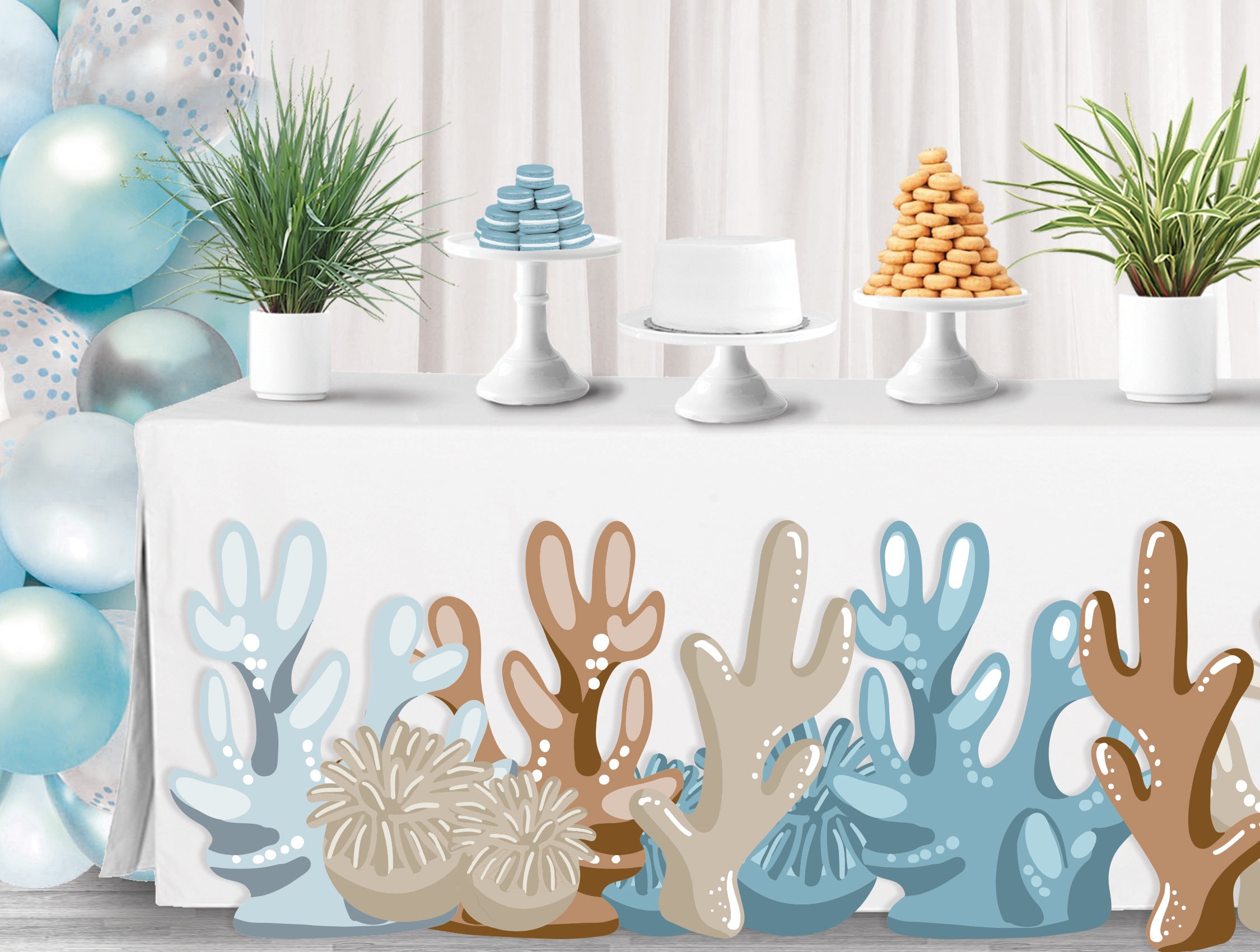 Blue and Brown Under the Sea Cutouts Reef Cutouts Under the - Etsy