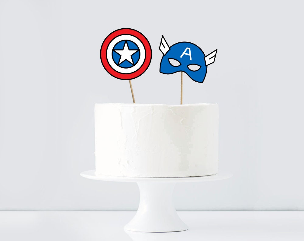 American Superhero Cake Topper Captain America Party - Etsy