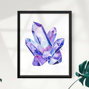 Printed Gem Watercolor Prints - Art Print, Nursery Art, Crystals, Gem ...