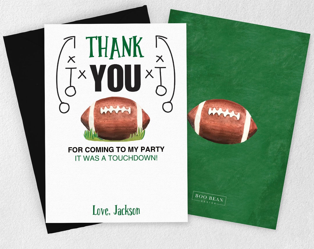 Football Thank You Note, Sports Thank You, Boys, Football Birthday ...