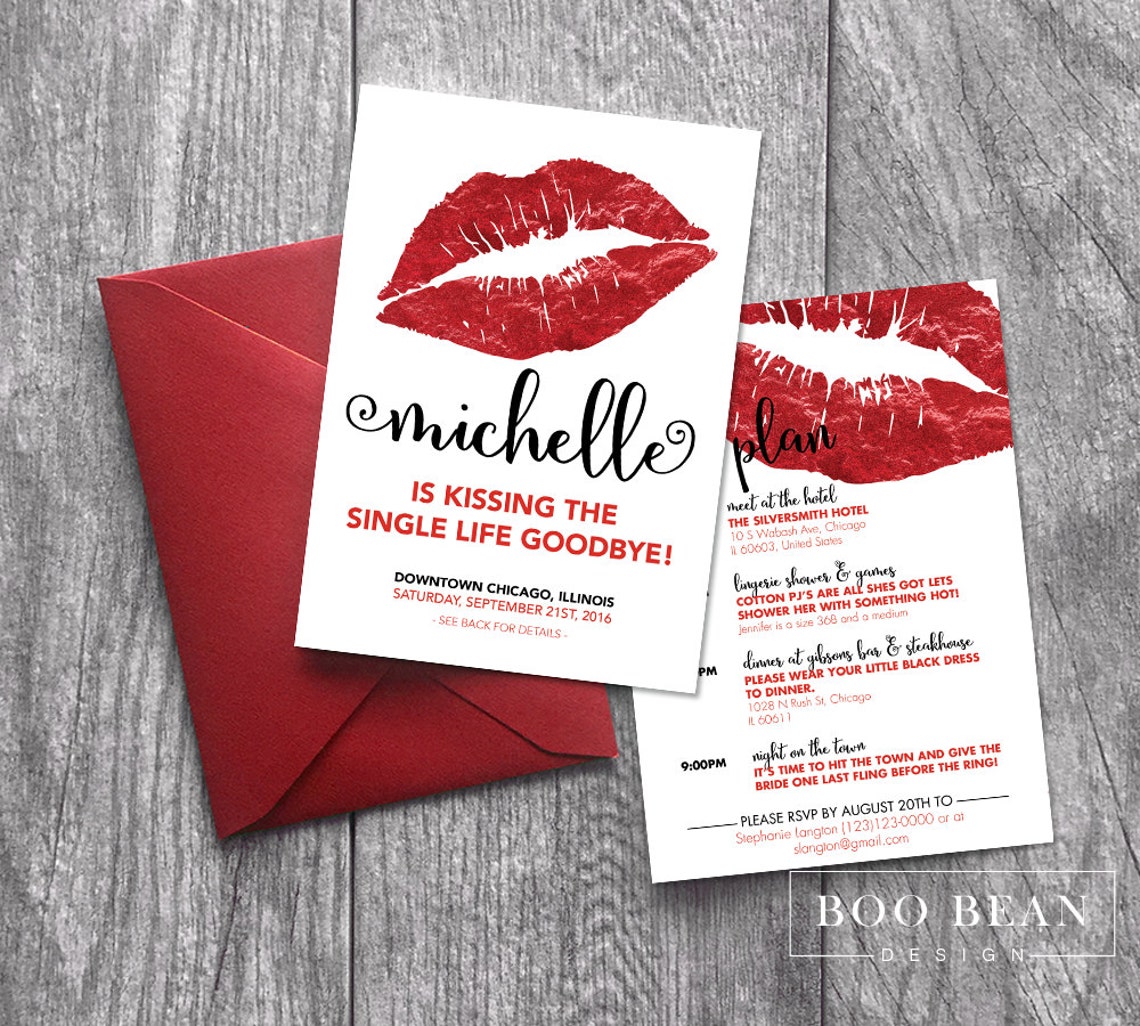 Kissing Single Life Goodbye Bachelorette Invitation - Etsy Canada