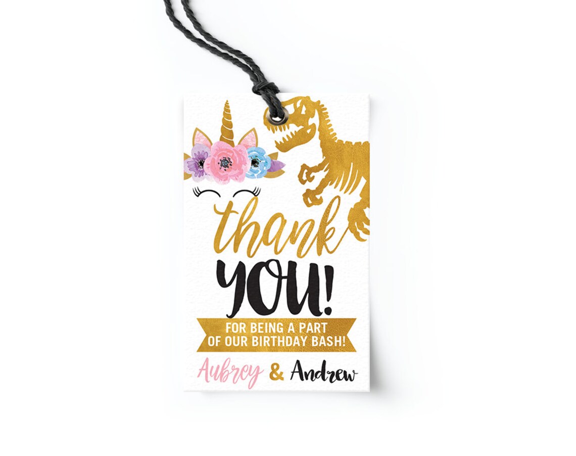 Unicorn Dinosaur Water Bottle Labels Gold Dinosaur Labels | Etsy