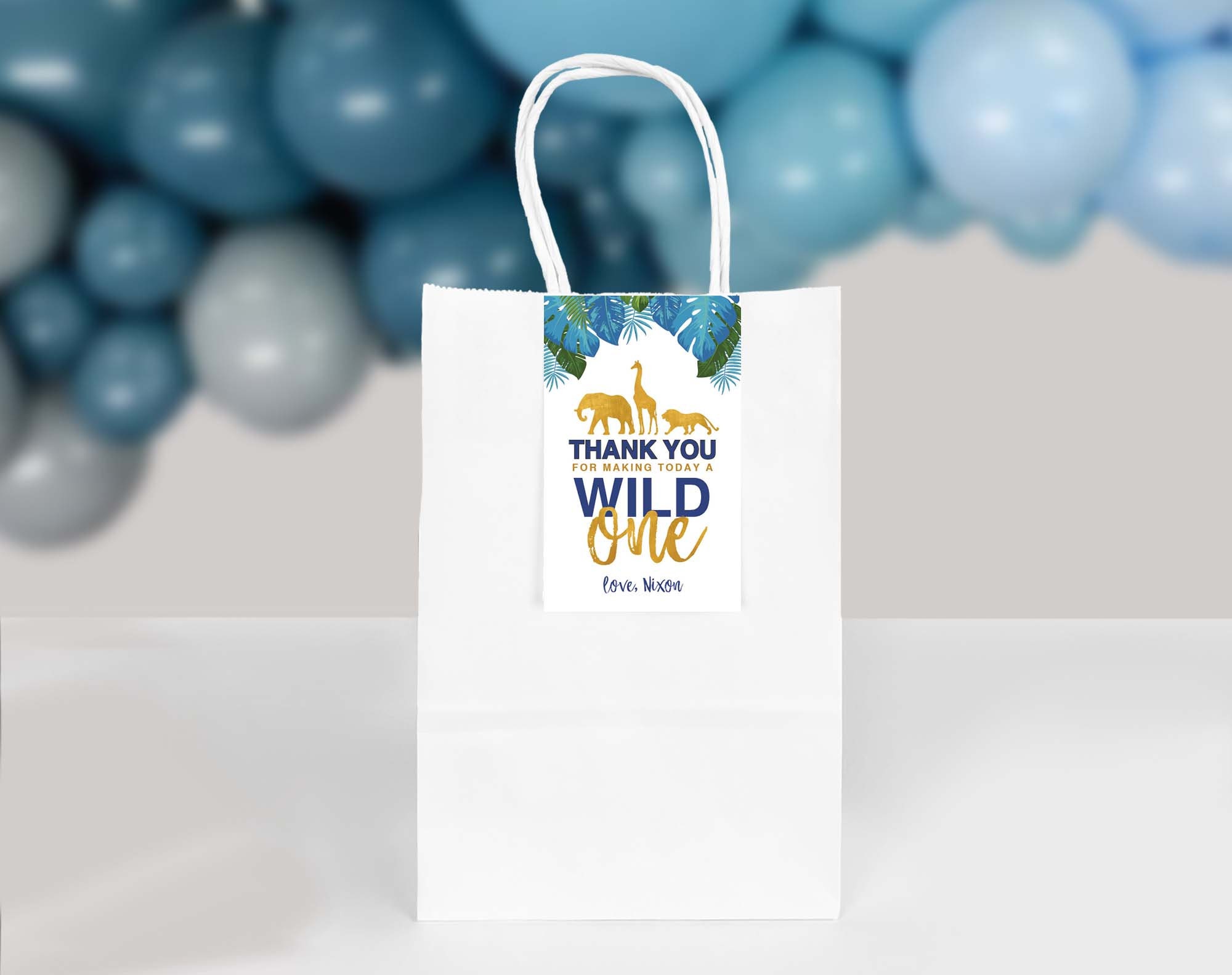 Blue Tropical Safari Thank You Tag Wild One Favour Tag Wild | Etsy
