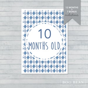 Blue Boys Baby Milestone Card Blue Instant Download Printable Card ...