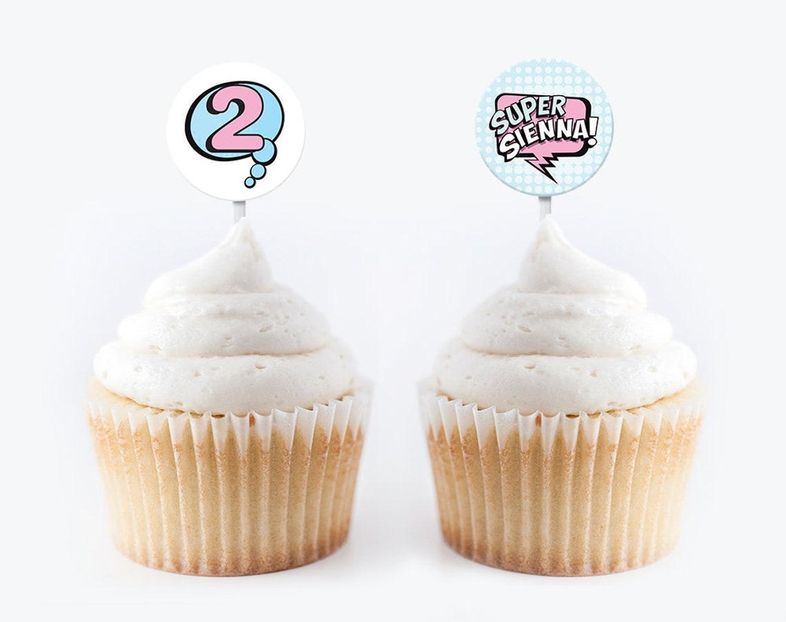 Girls Super Hero Cake Topper Super Hero Cake Topper Labels | Etsy