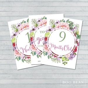 Floral Baby Milestone Card Instant Download Printable Card Milestone ...