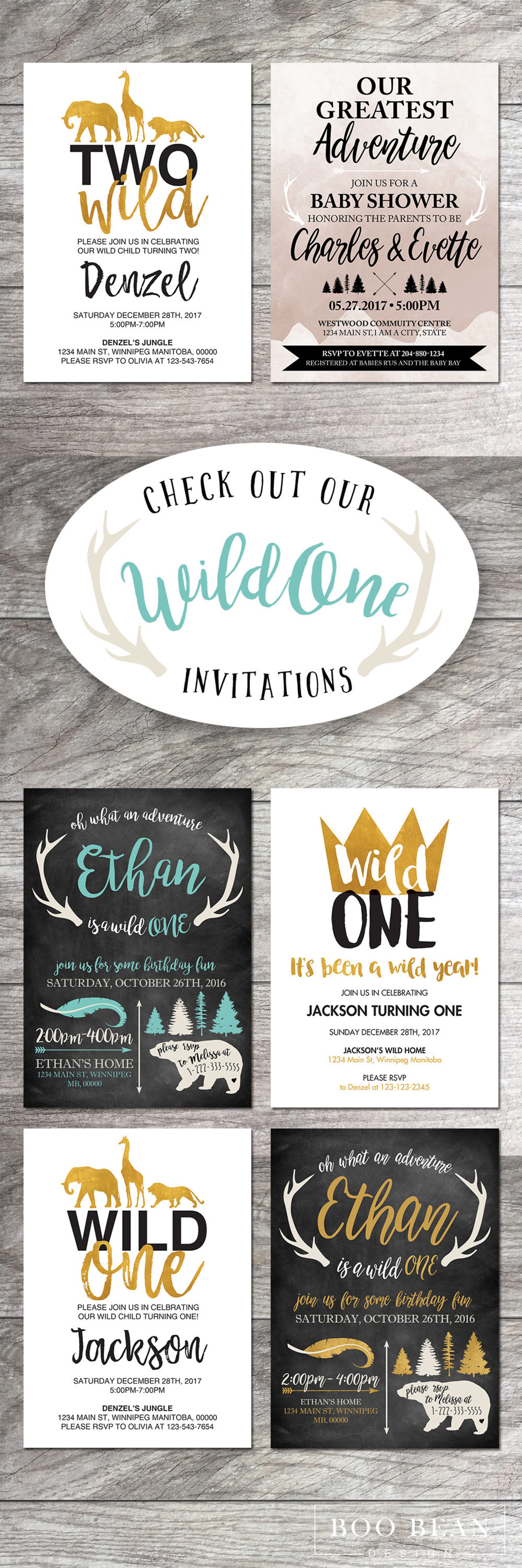Gold Wild One First Birthday Invitation Chalkboard - Etsy Canada
