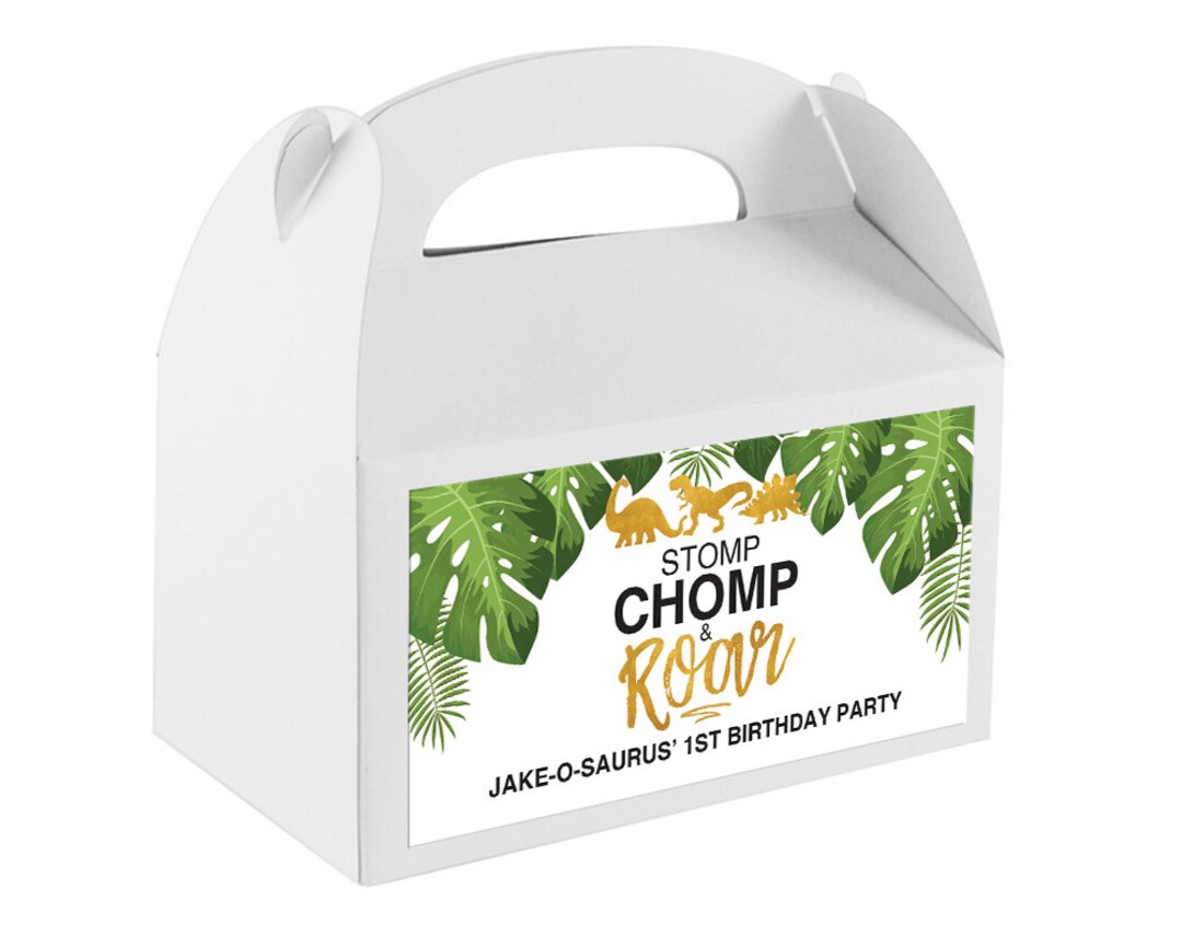 Tropical Dinosaur Box Sticker, Dinosaur Thank You Tag, Boys Dinosaur ...