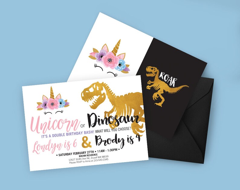 Unicorn Dinosaur Water Bottle Labels Gold Dinosaur Labels | Etsy