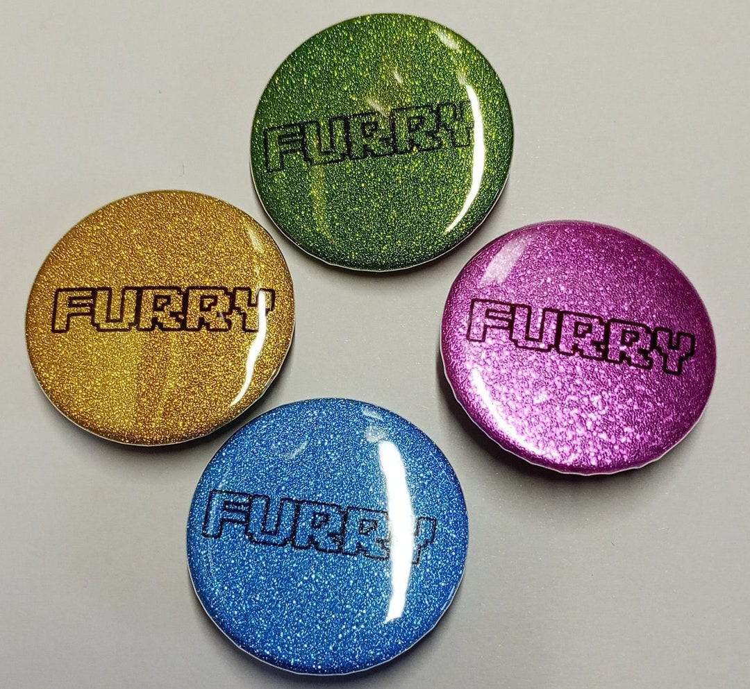 Glittery Furry Badges, Shiny Fursuit Accessory, Fursuiter Pin, Furry ...