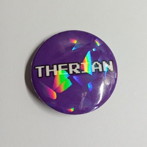 Therian Sparkly Pin Badge, Holographic Badge, Furry Accessory ...